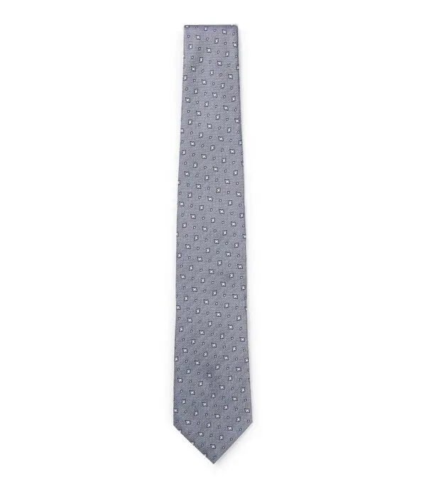 BOSS One Patterned Silk-jacquard Tie - Light Blue