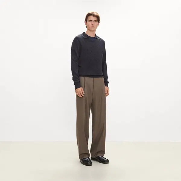 Theory Relaxed Pleat Pant In Studio Wool - Tarmac