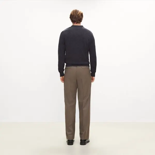 Theory Relaxed Pleat Pant In Studio Wool - Tarmac