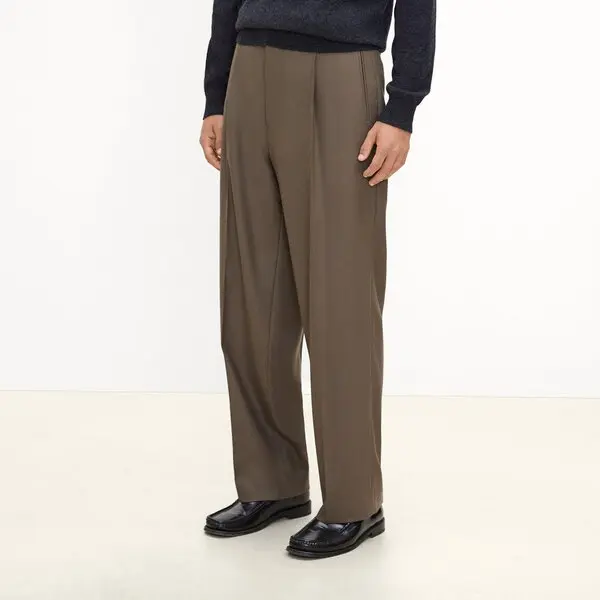 Theory Relaxed Pleat Pant In Studio Wool - Tarmac