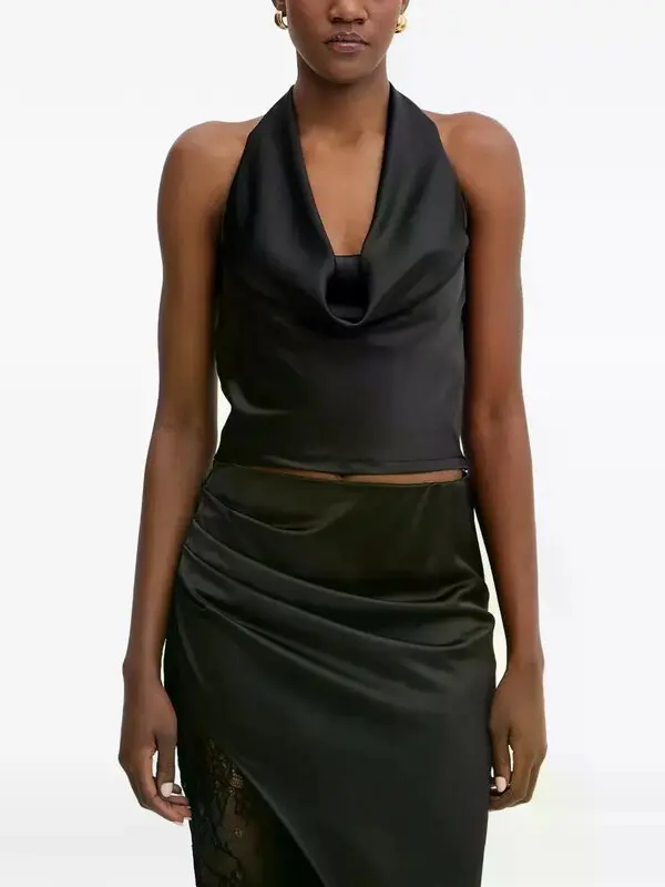 HAVEONE Lace-panelled Cowl-neck Top - Black