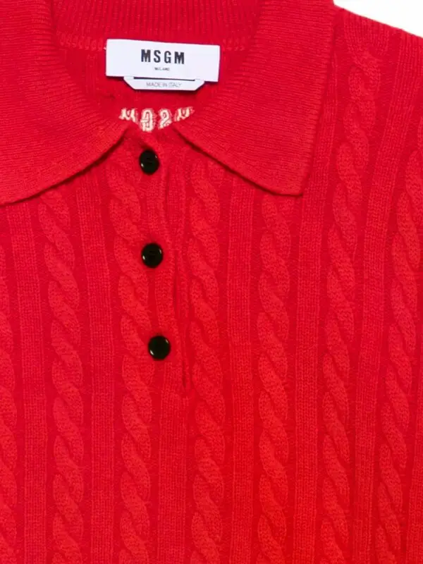 MSGM Cable-knit Polo Sweater