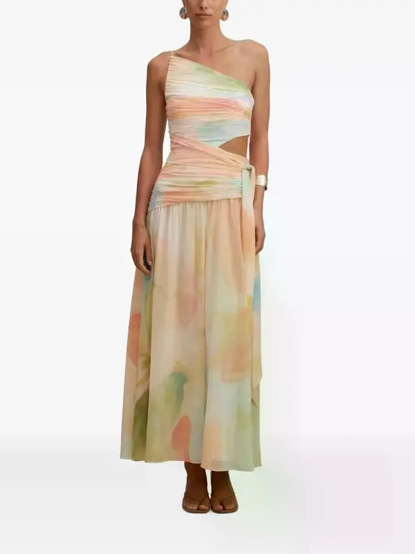 EVER NEW Connie Ruched Asymmetric Maxi Dress - Neutrals