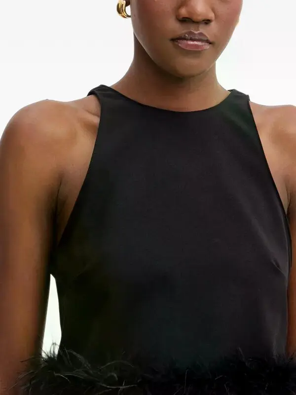 HAVEONE Feather-trim Cropped Top