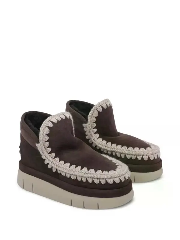 Mou Eskimo Bounce Crochet-trim Platform Ankle Boots - Brown