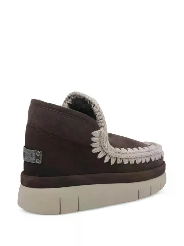 Mou Eskimo Bounce Crochet-trim Platform Ankle Boots - Brown