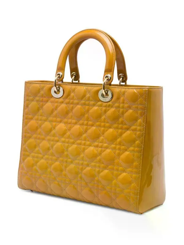 Dior 2012 Large Patent Cannage Lady Satchel - Yellow