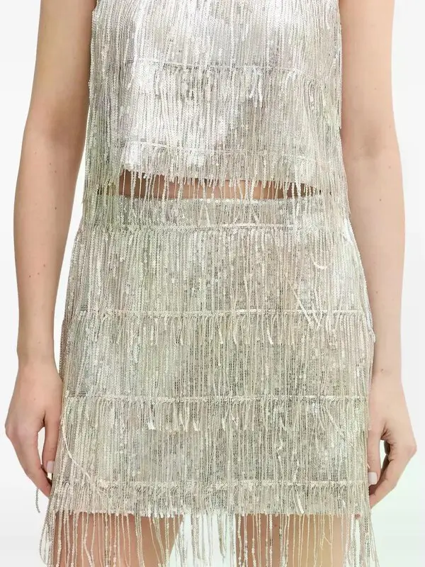 HAVEONE Sequin-embellished Fringed Mini Skirt