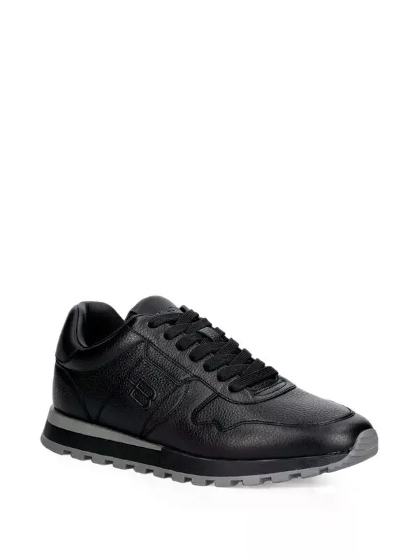 BALDININI Logo-embossed Grained Leather Sneakers