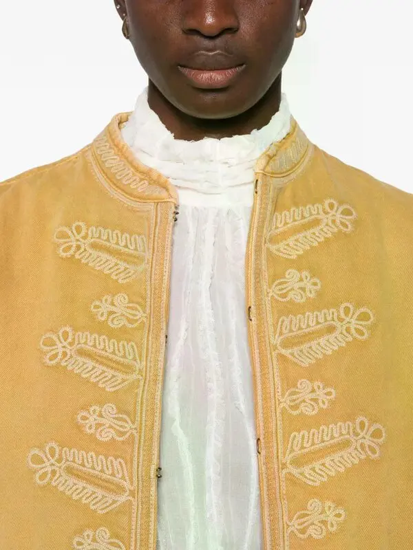 MARANT ETOILE Emalia Embroidered Denim Jacket - Yellow