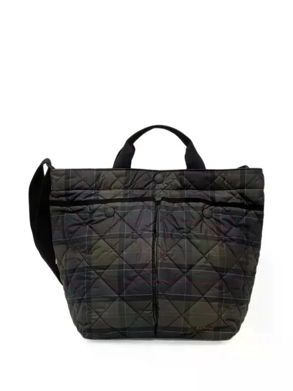 Barbour Tartan Liddesdale Quilted Tote Bag - Green