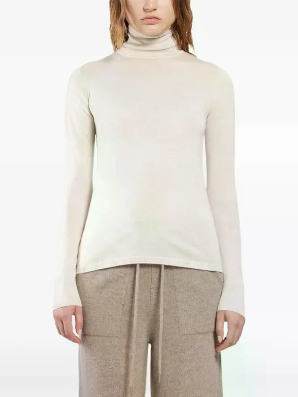 Max Mara Roll-neck Virgin Wool Sweater - Neutrals