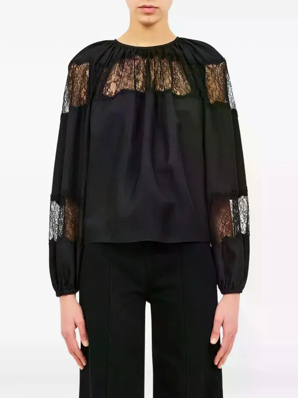 Ulla Johnson Bess Lace-trimmed Silk Blouse - Black