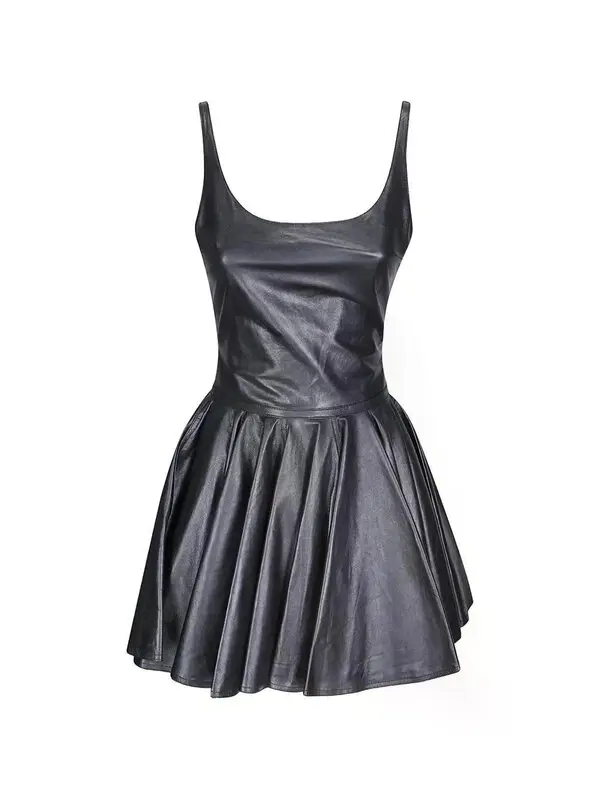 HAIKURE Lucrezia Pleated Leather Mini Dress