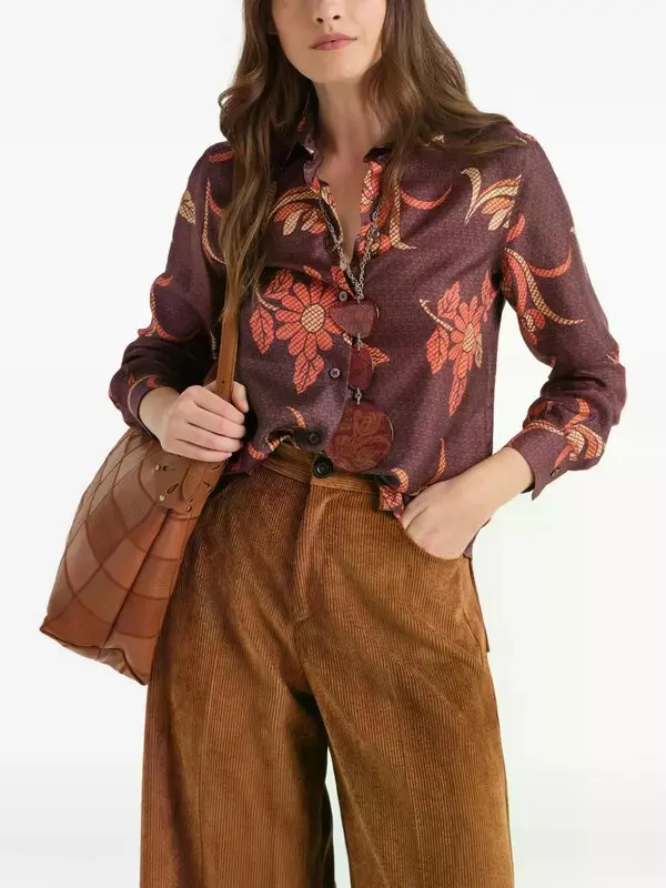 Malìparmi Floral-print Silk Shirt - Purple