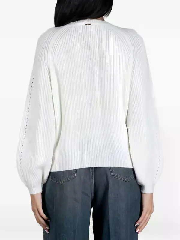 TWINSET Floral-appliqué Ribbed-knit Sweater - White