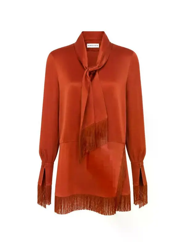 ROWEN ROSE Fringed Scarf-detail Mini Dress
