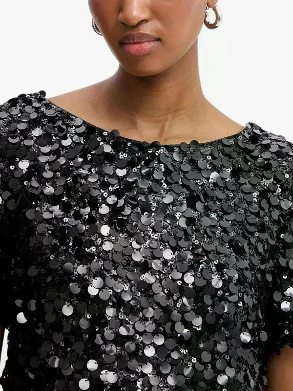 HAVEONE Sequin-embellished Short-sleeve Top