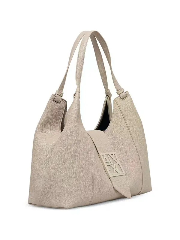 Armani Exchange Logo-plaque Grained Tote Bag - Neutrals
