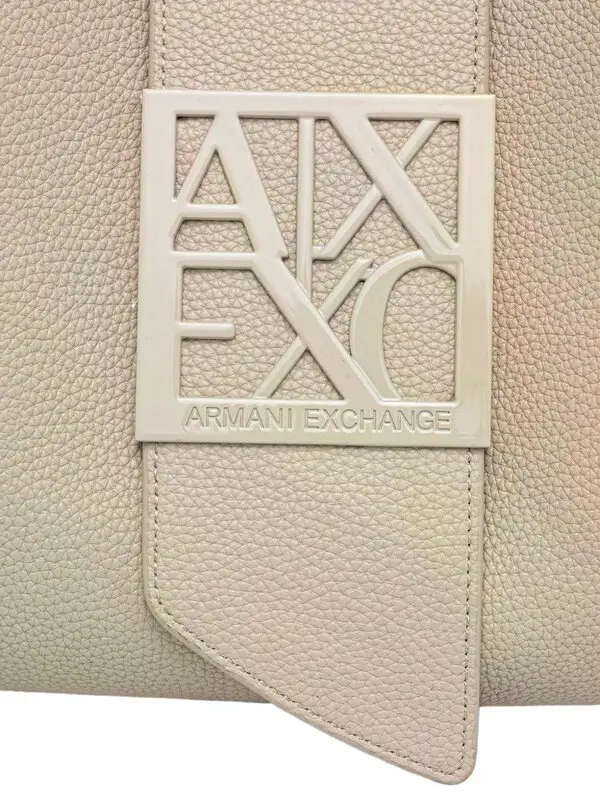 Armani Exchange Logo-plaque Grained Tote Bag - Neutrals