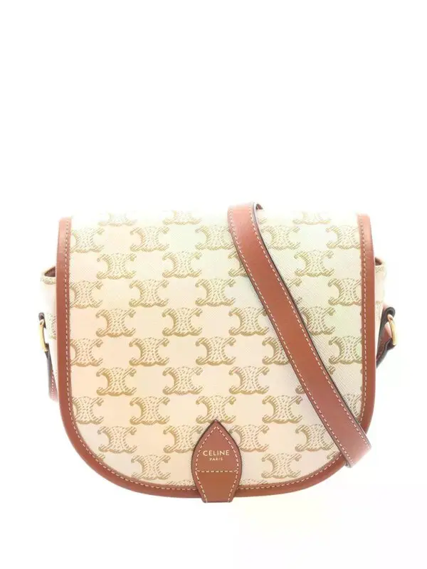 Celine 2000-2026 Medium Triomphe Coated Canvas Folco Crossbody Bag