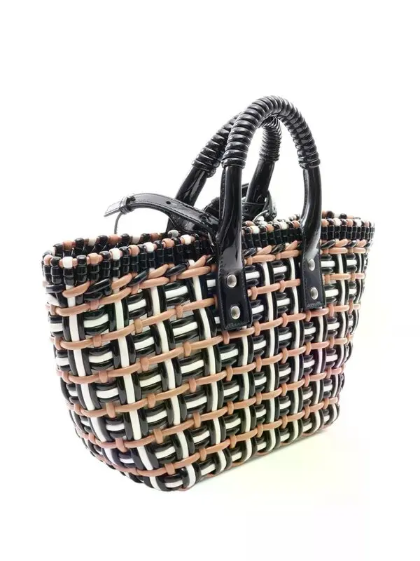Balenciaga 2010-2026 Xs Woven Bistrot Panier Tote Satchel - Black