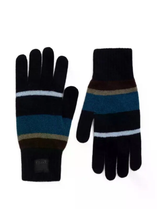 Paul & Shark Artist Stripe Ribbed-cuff Gloves