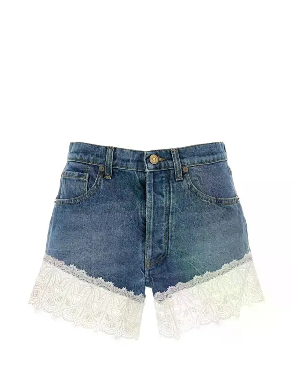 Alanui Romance Lace-trim Denim Shorts