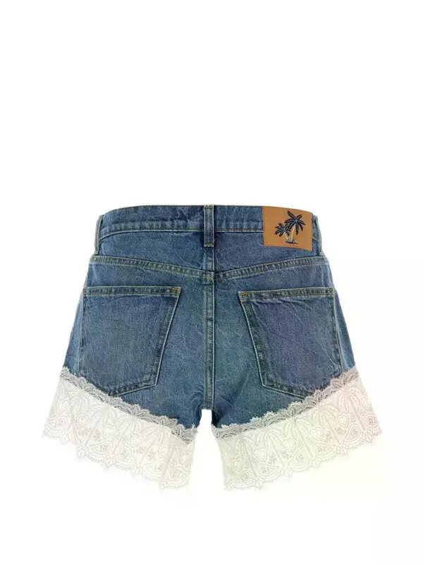 Alanui Romance Lace-trim Denim Shorts