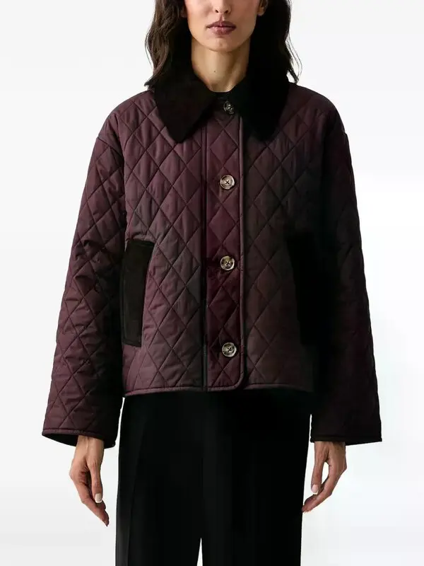 Barbour Quilted Corduroy-collar Jacket - Purple