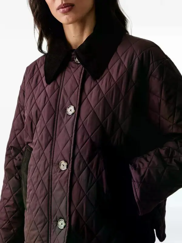 Barbour Quilted Corduroy-collar Jacket - Purple