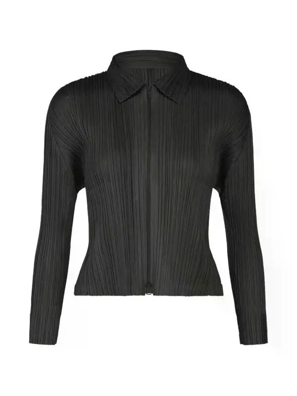 Issey Miyake Pleated Zip-up Shirt - Grey