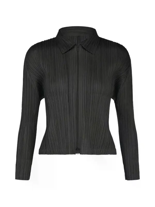 Issey Miyake Pleated Zip-up Shirt - Grey