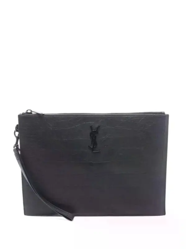 Saint Laurent 2010s Cassandra Crocodile-embossed Clutch Bag