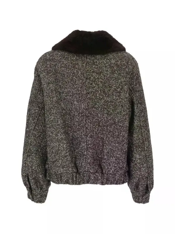 THELAURENT Faux-fur Collar Marl-effect Bomber Jacket