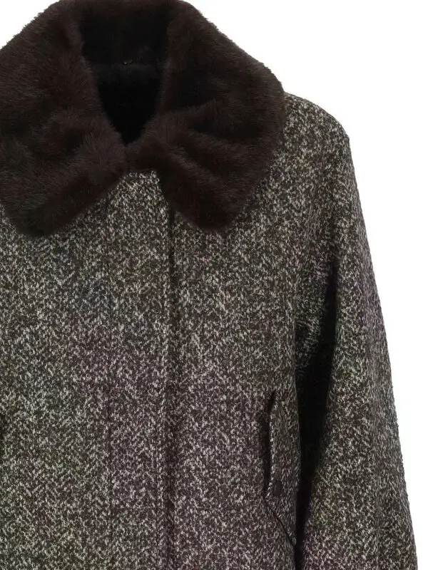 THELAURENT Faux-fur Collar Marl-effect Bomber Jacket