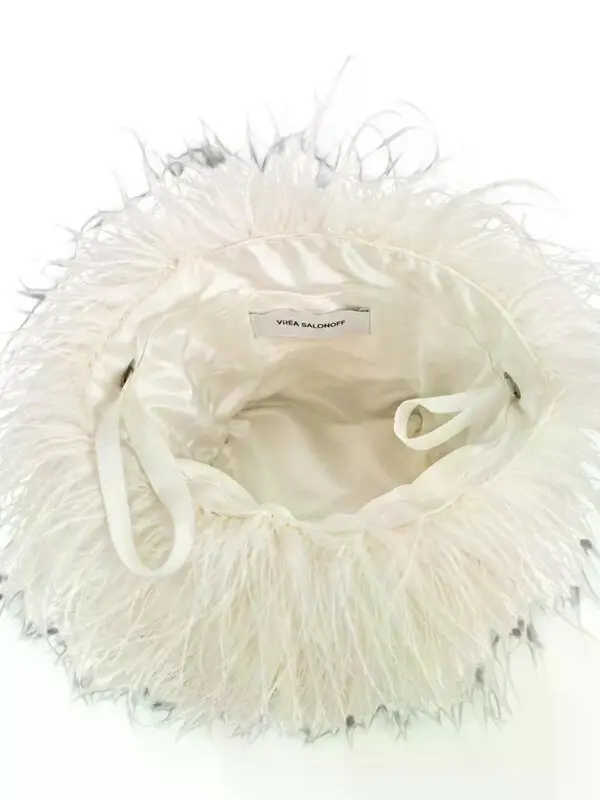 YVES SALOMON Feather-embroidered Clutch Bag