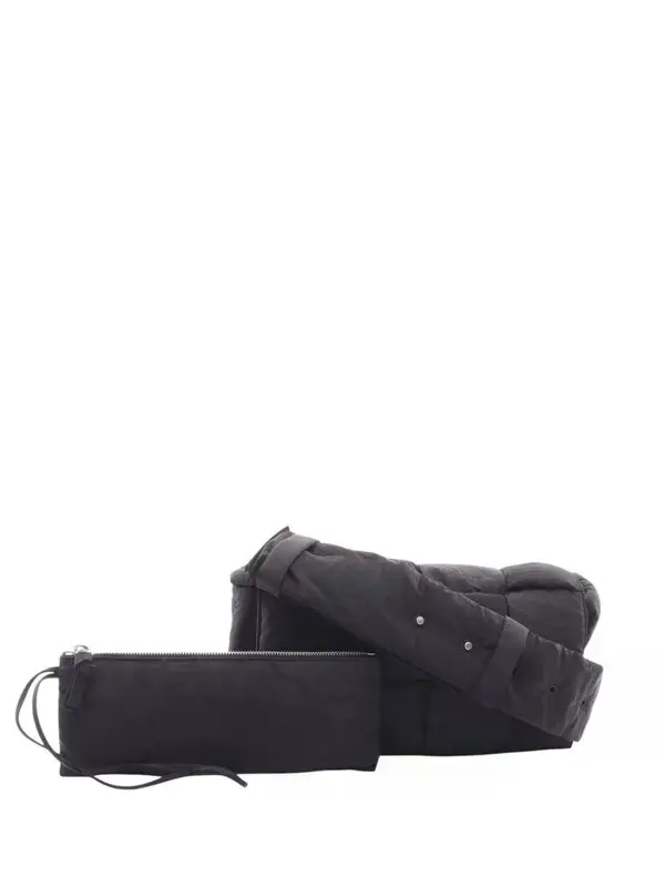 Bottega Veneta 2012-2026 Nylon Intrecciato Padded Tech Cassette Crossbody Bag - Black