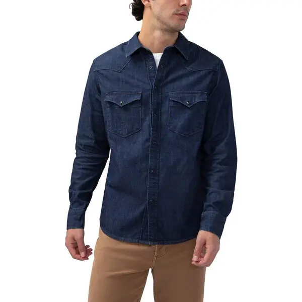 SILVER JEANS CO. Long Sleeve Denim Western Shirt