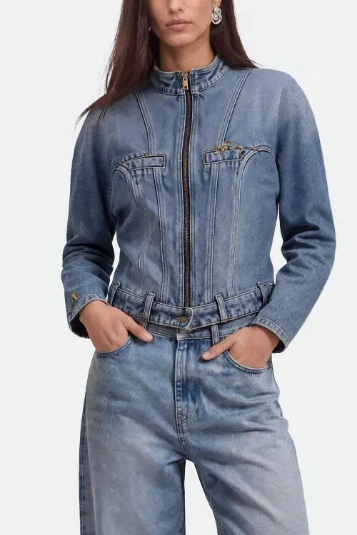NOCTURNE Stand Collar Denim Jacket
