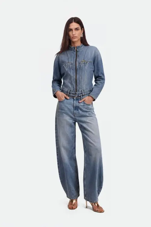 NOCTURNE Stand Collar Denim Jacket