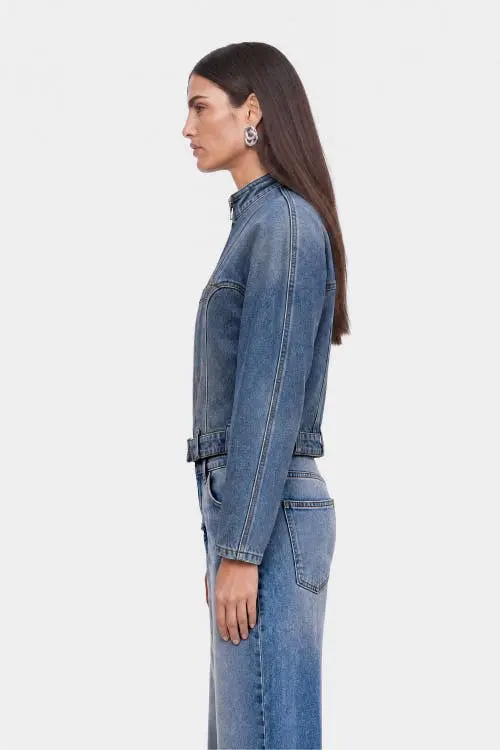 NOCTURNE Stand Collar Denim Jacket