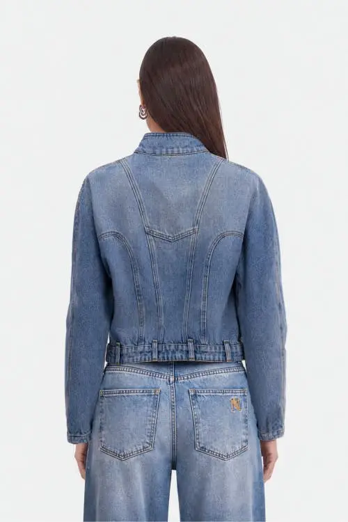 NOCTURNE Stand Collar Denim Jacket