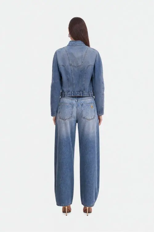 NOCTURNE Stand Collar Denim Jacket