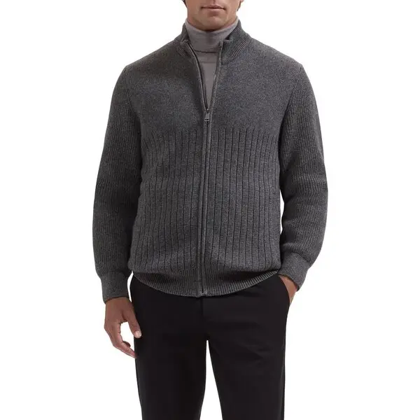 Bugatchi Full Zip Sweater - Anthracite