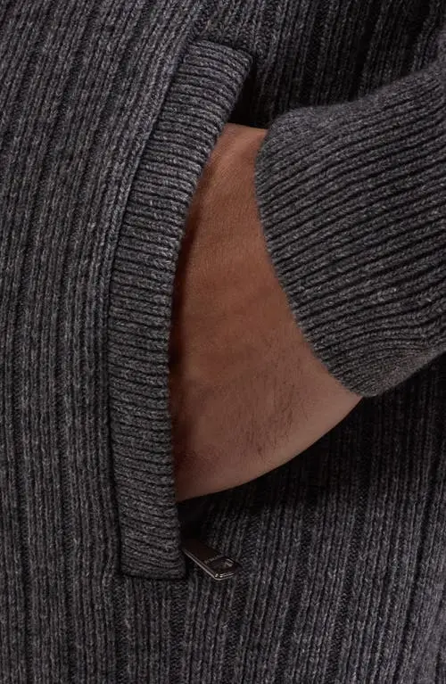 Bugatchi Full Zip Sweater - Anthracite
