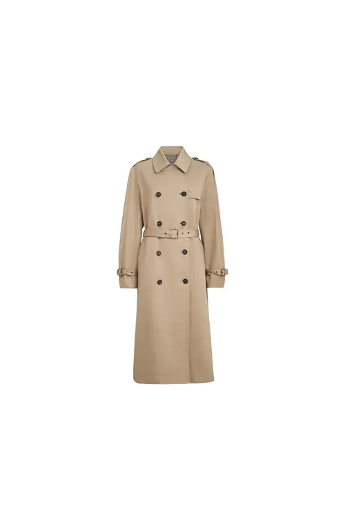 Brunello Cucinelli Cotton And Linen Twill Trench With Monili