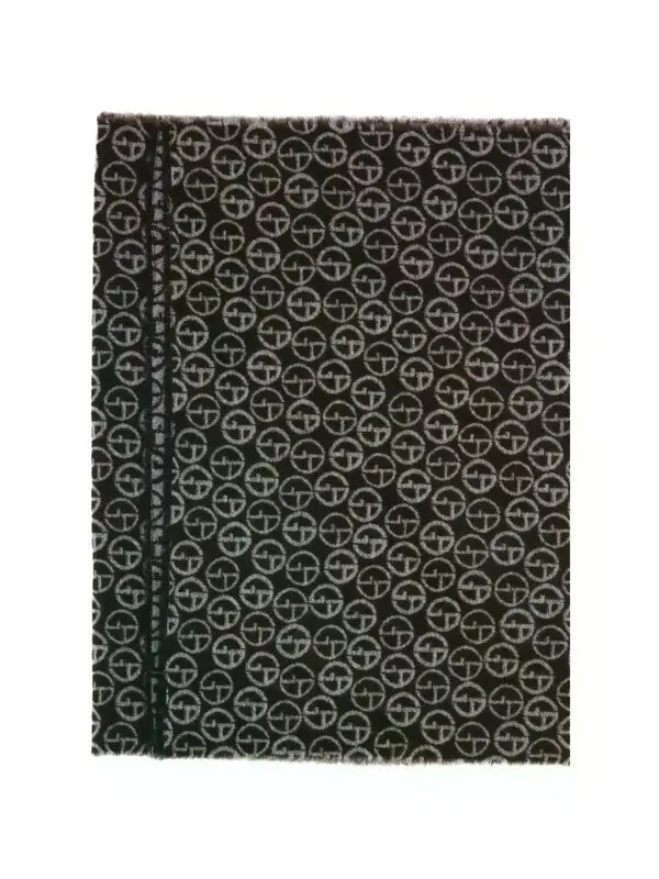 Giorgio Armani Logo-pattern Frayed Scarf