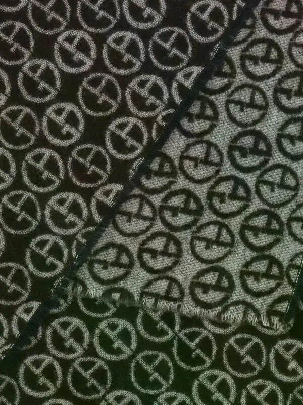 Giorgio Armani Logo-pattern Frayed Scarf