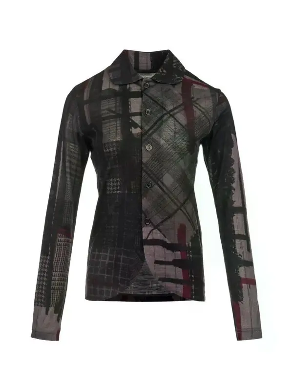 Y’s Abstract-print Button-up Cardigan - Black